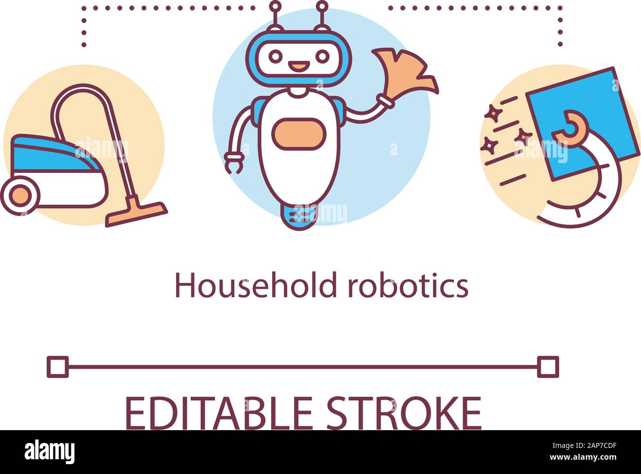 Household robotics concept icon. Domestic indoor robot. Automatic house ...