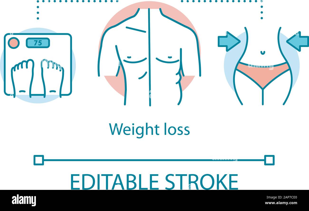 Weight loss concept icon. Dieting idea thin line illustration. Healthy ...