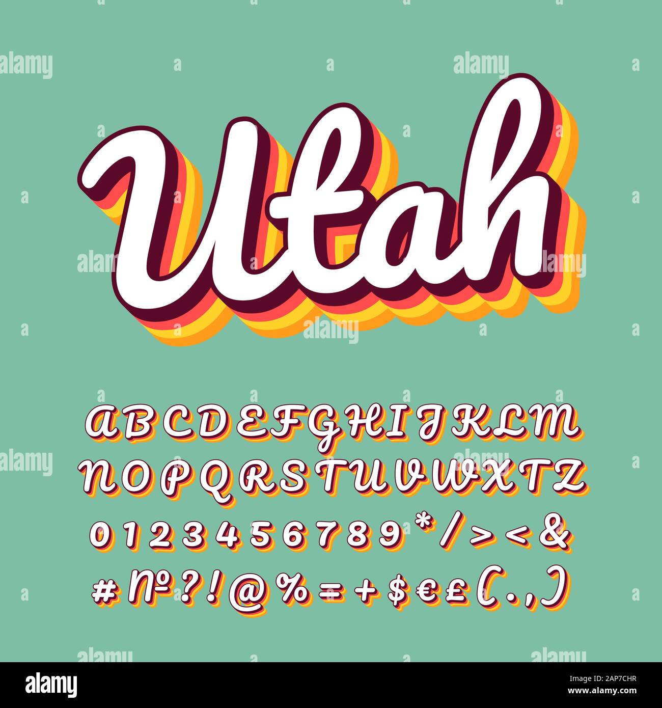 Utah vintage 3d vector lettering. Retro bold font, typeface. Pop art ...