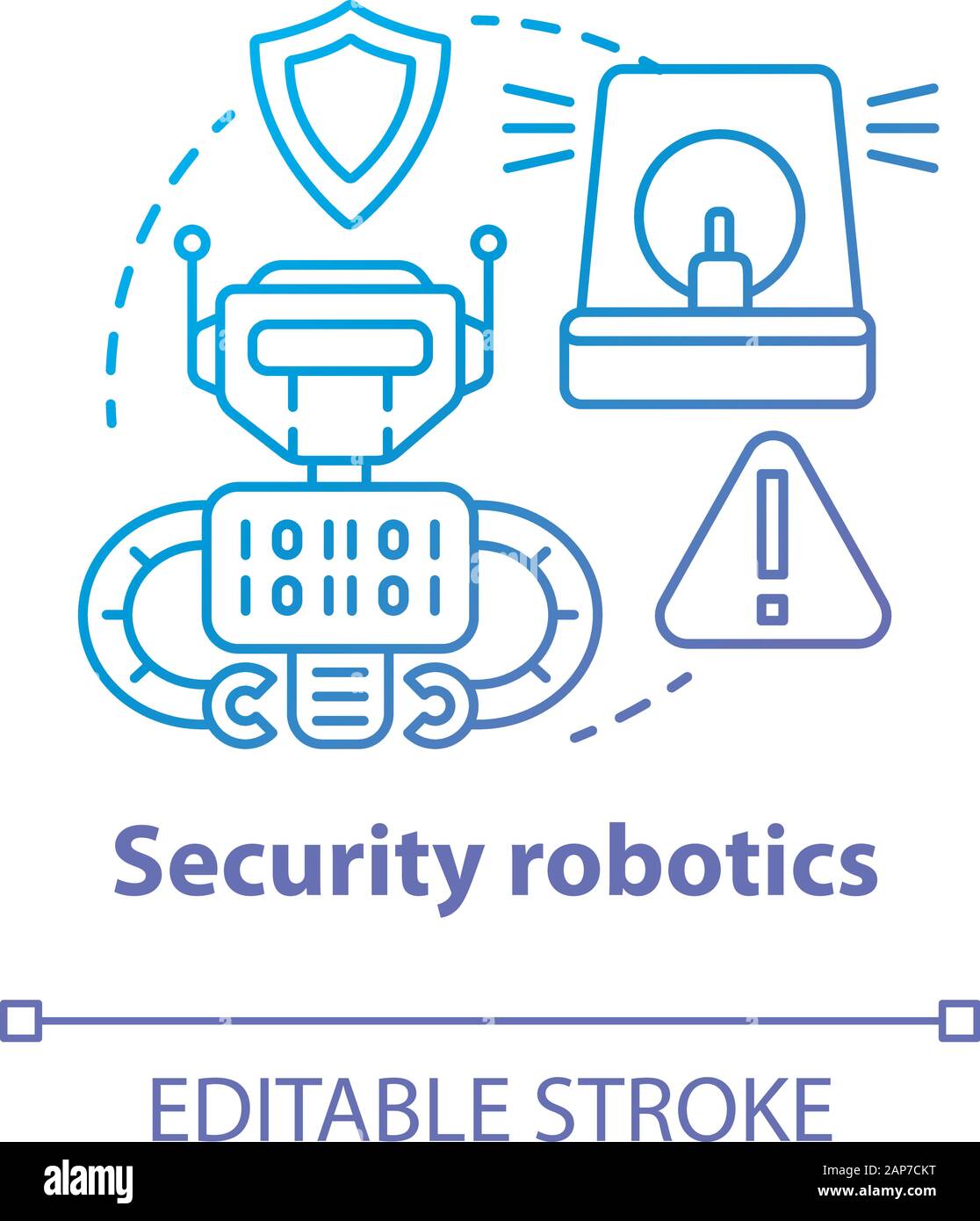 Security robotics blue gradient concept icon. Safety technology idea ...