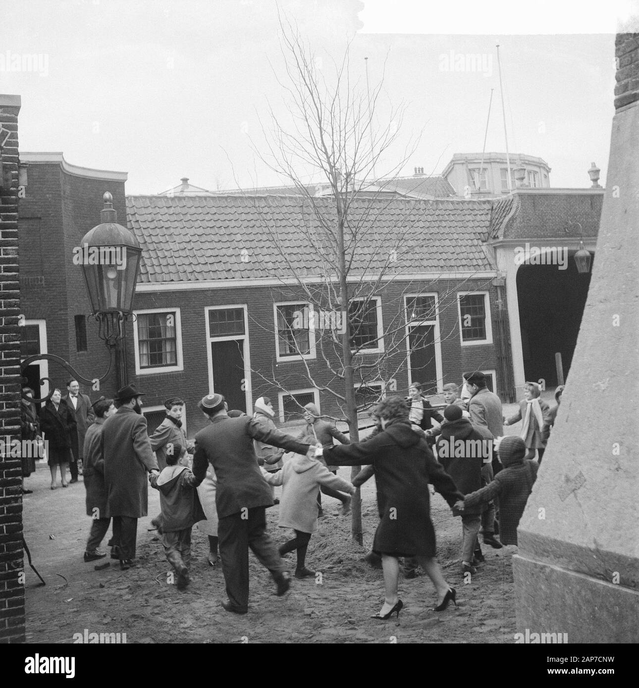 Planting trees at Jewish New Year's party on the courtyard Portuguese ...