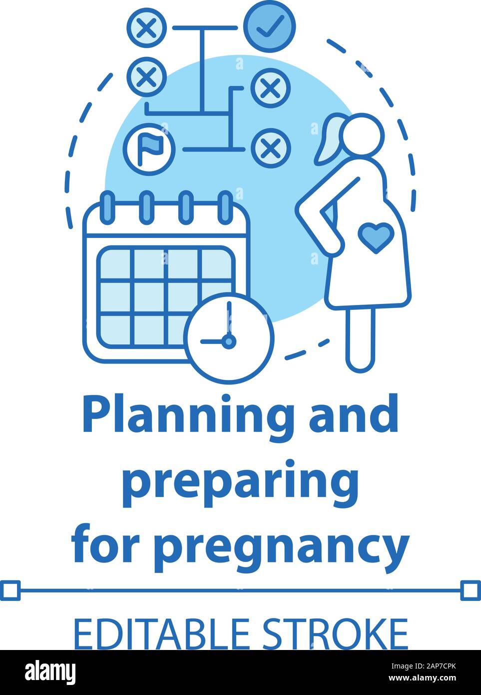 Planning and preparing for pregnancy concept icon. Planned parentship ...