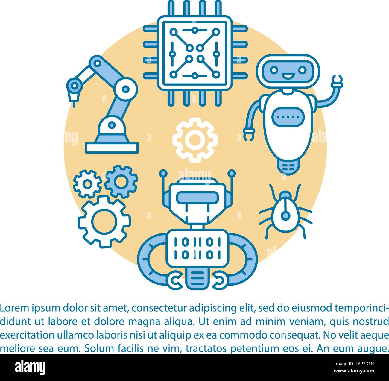 Cybernetics article page vector template. Robotic technology and engineering. Brochure, magazine ...