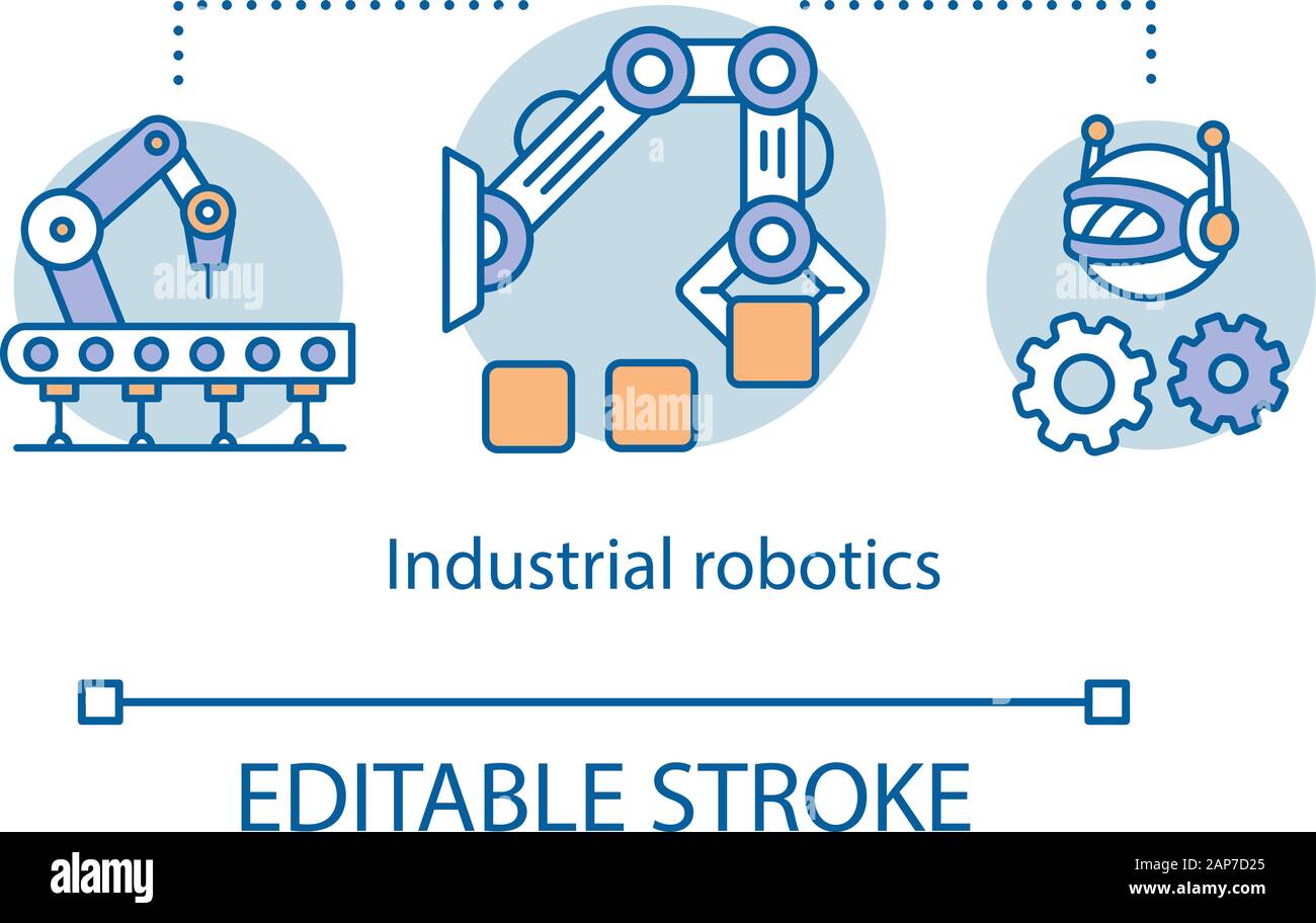 Industrial robotics concept icon. RPA. Artificial intelligence in ...