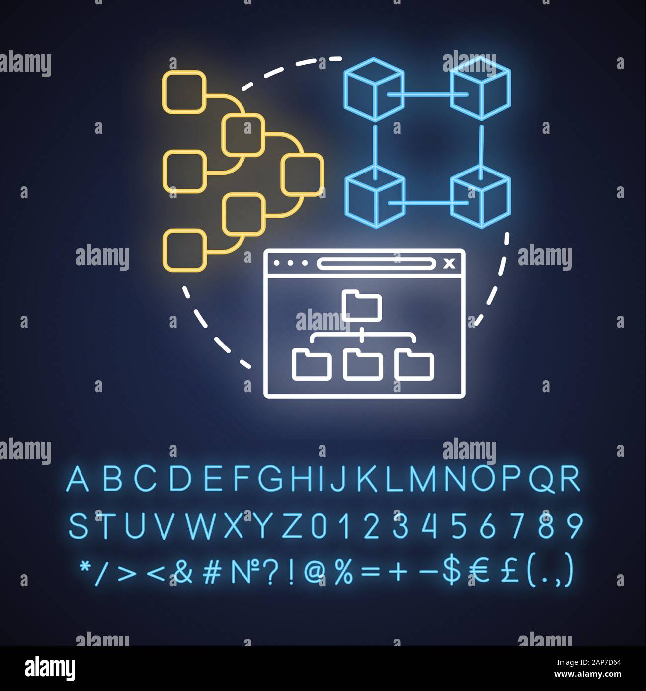 Information architecture neon light concept icon. Software development ...