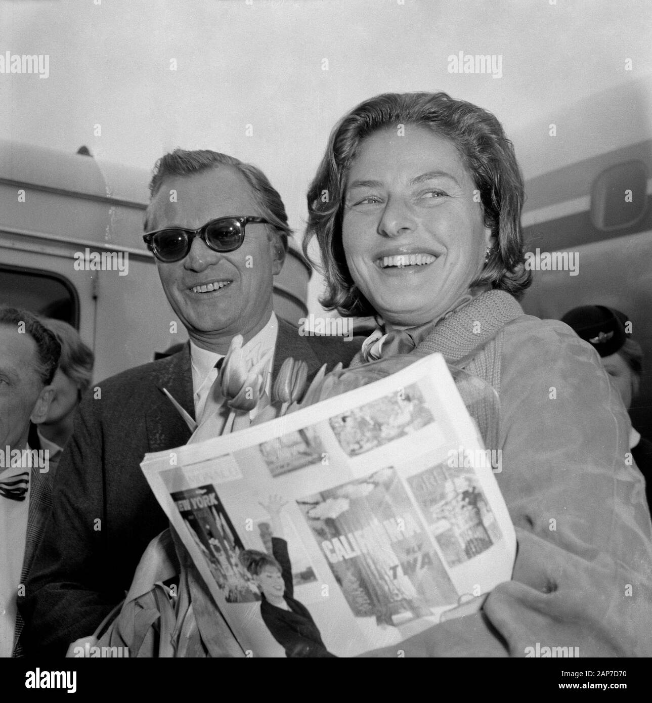 Arrival Ingrid Bergmann at Schiphol Lars Schmidt and Ingrid Bergmann ...