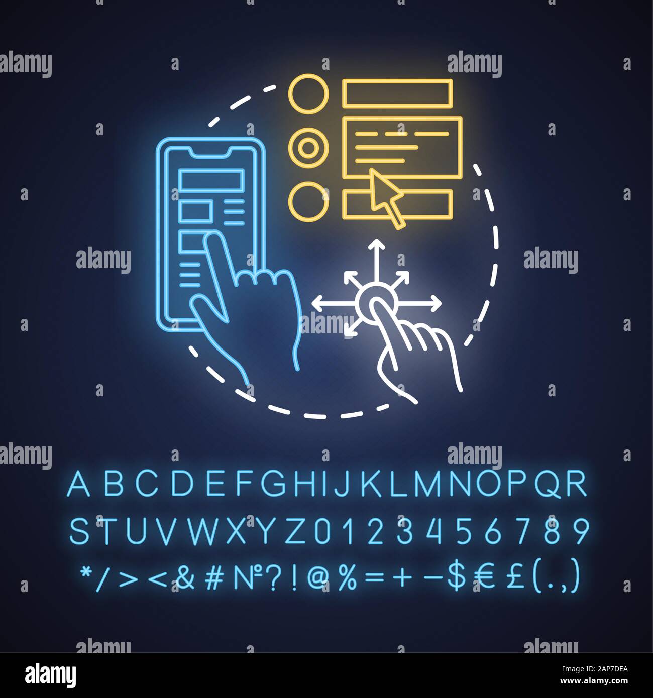 UX neon light concept icon. Software development idea. Graphic ...