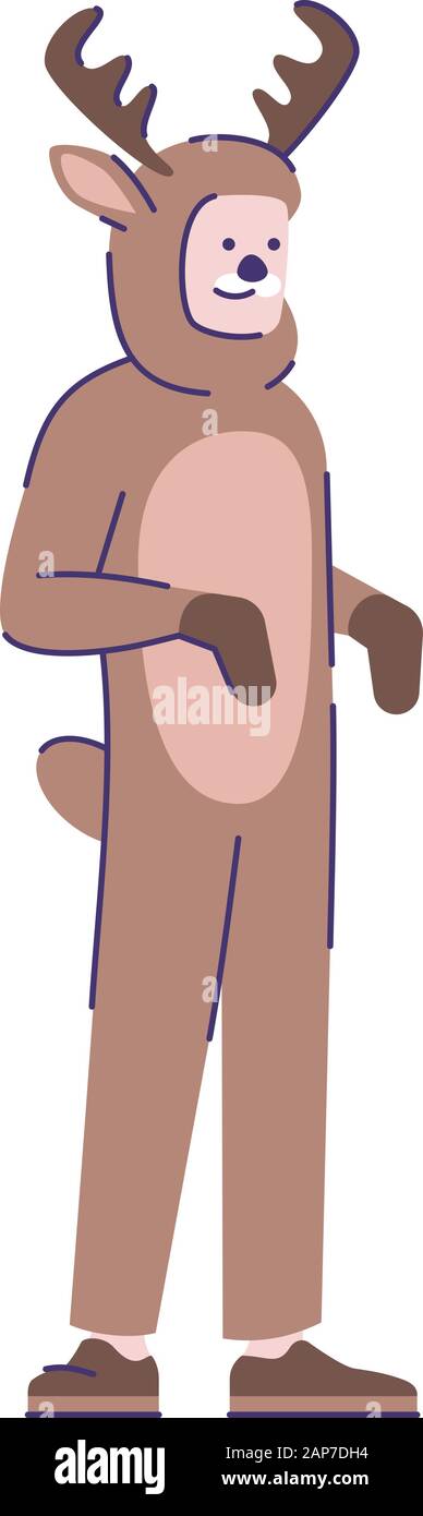 Man dressed in deer costume flat vector illustration. Person dressing ...