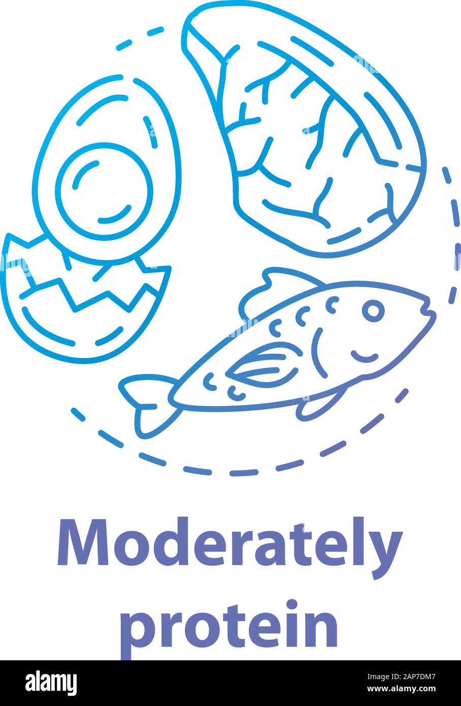 Moderately protein blue gradient concept icon. Ketogenic diet idea thin ...