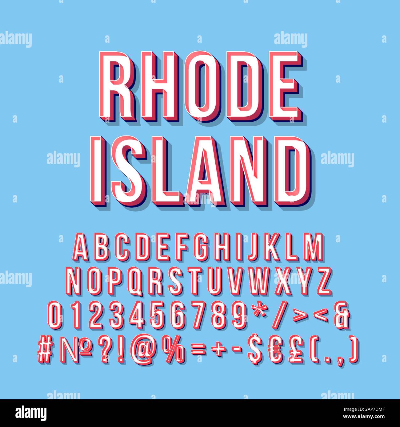 Rhode Island vintage 3d vector lettering. Retro bold font, typeface ...