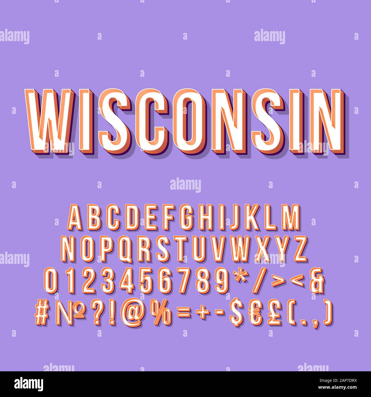 Wisconsin vintage 3d vector lettering. Retro bold font, typeface. Pop ...
