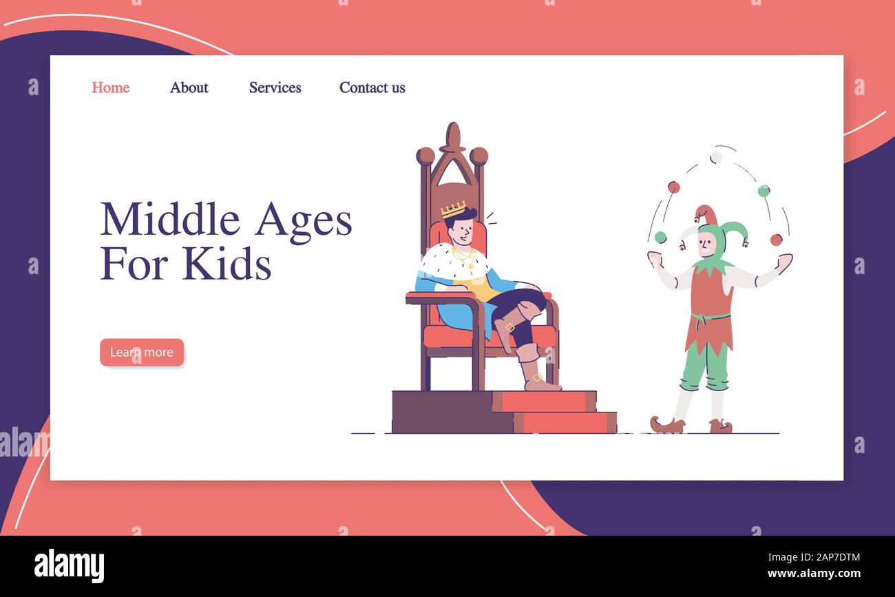 Middle Ages for kids landing page vector template. Historical website ...