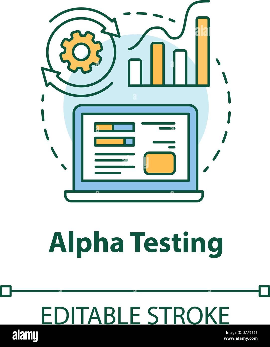 Alpha testing concept icon. Software development stage idea thin line ... Alpha testing concept icon. Software development stage idea thin line ...
