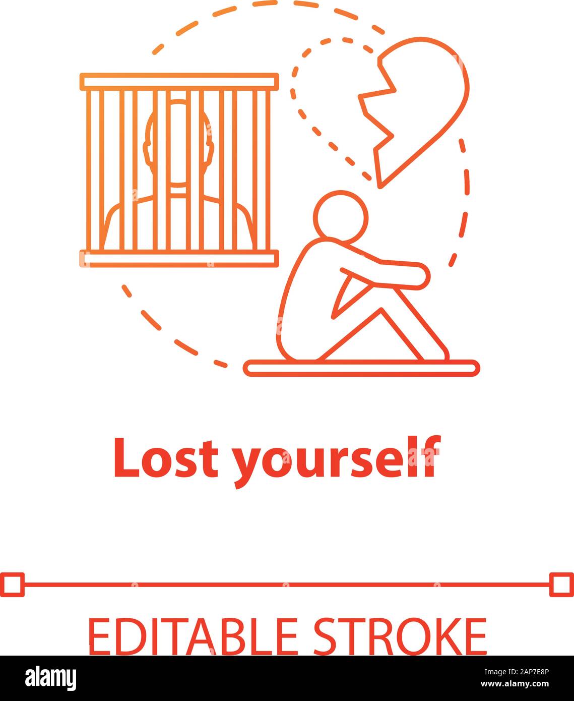 Lost yourself concept icon. Depression after breakup. Dependent ...