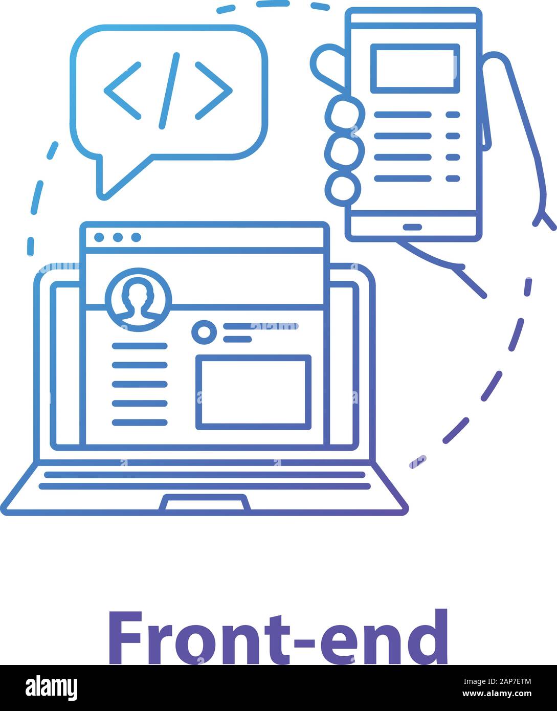 Front-end concept icon. Software development kit idea thin line ... Front-end concept icon. Software development kit idea thin line ...