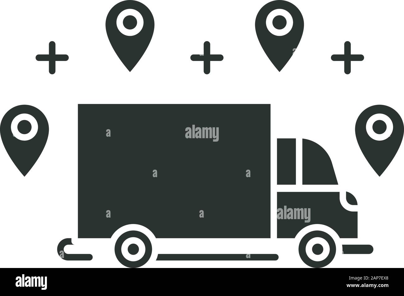 Delivery option glyph icon. Online order tracking. Shipping truck with ...