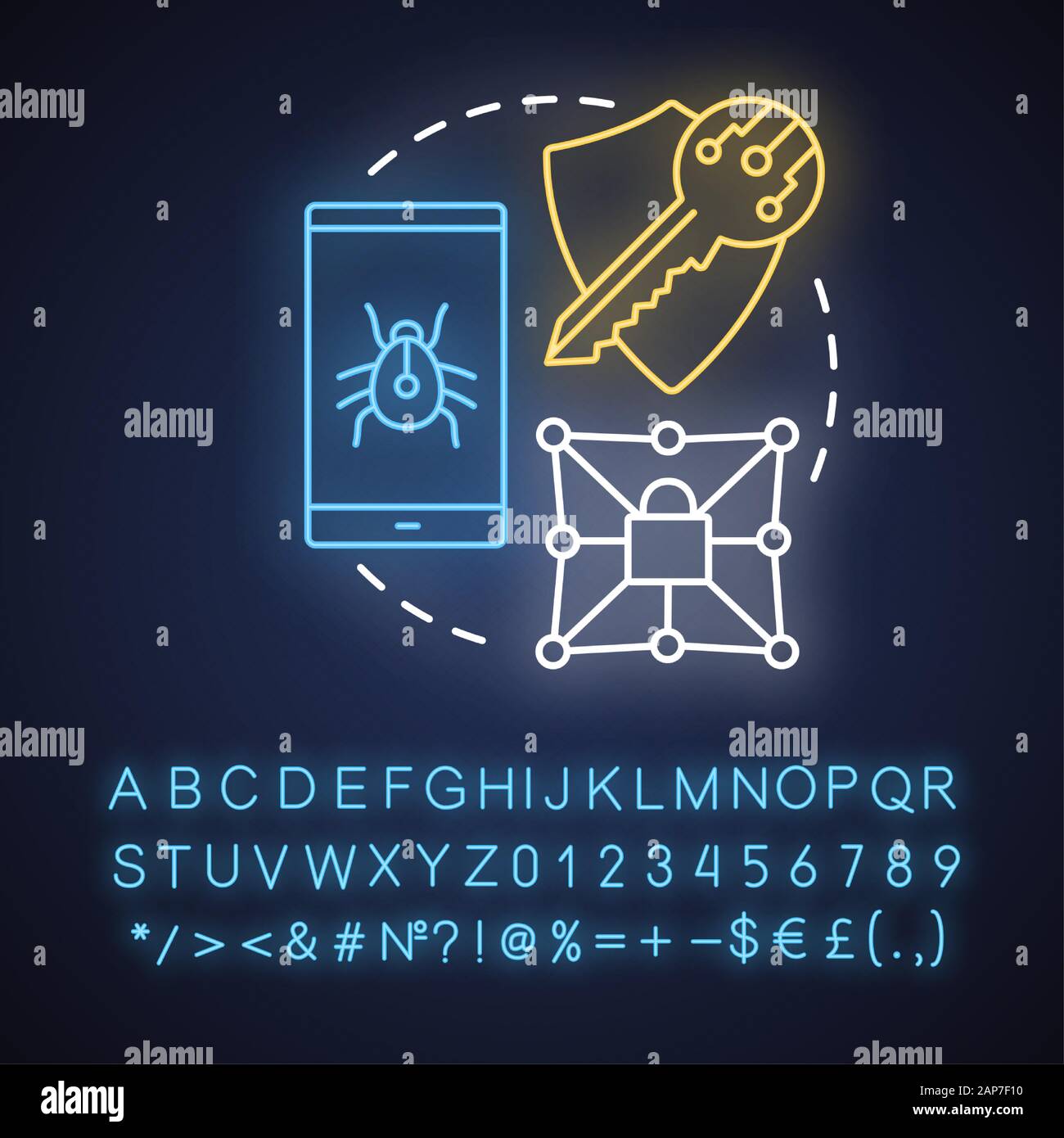 Security neon light concept icon. Privacy protection idea. Confidential ...