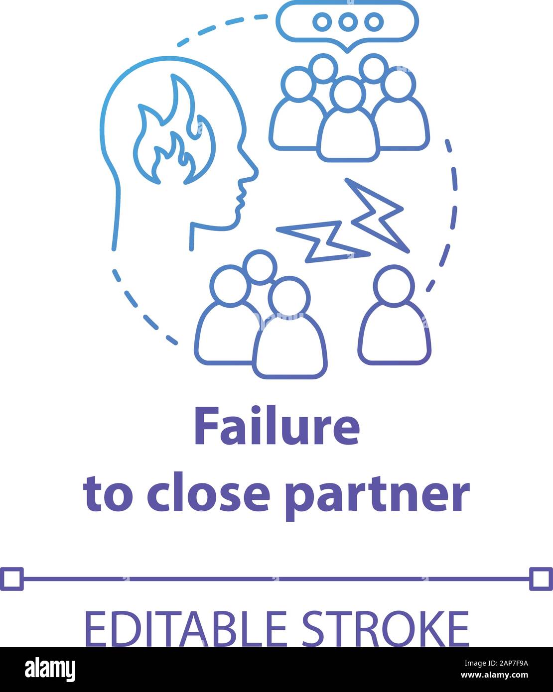 Failure to close partner concept icon. Partner complains about you ...