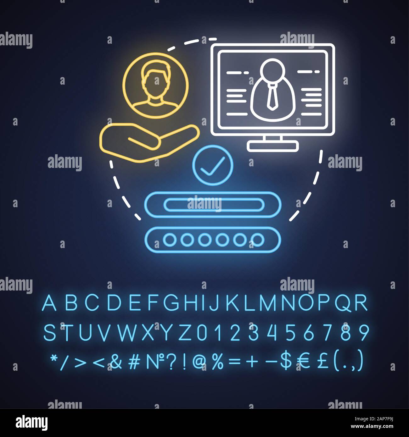 Authentication neon light concept icon. User authorization, login idea ... Authentication neon light concept icon. User authorization, login idea ...