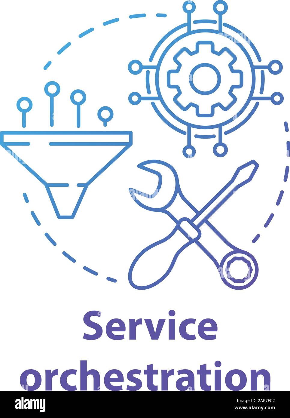 Service orchestration concept icon. Software development idea thin line ... Service orchestration concept icon. Software development idea thin line ...