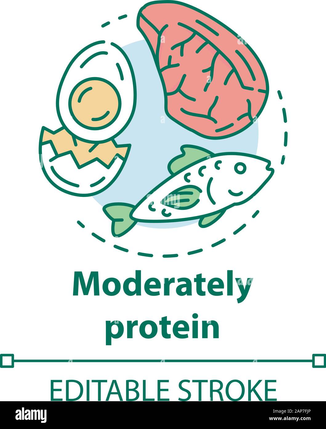 Moderately protein concept icon. Ketogenic diet idea thin line ...