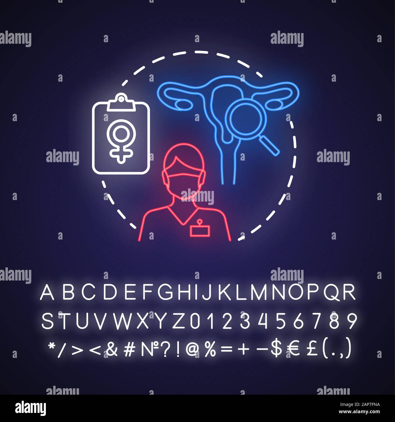 Gynecology neon light concept icon. Women healthcare idea ...