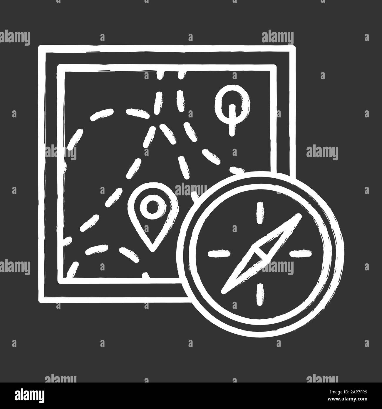Topographical map with compass Black and White Stock Photos & Images ...