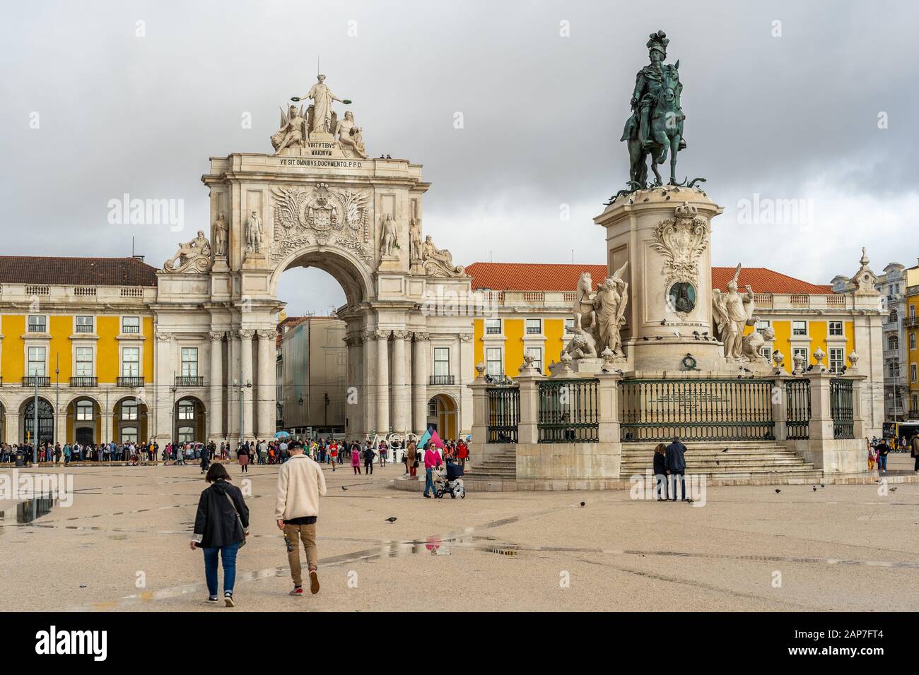 Lisbon, Portugal - Praca do Comercio - the Commerce Square Stock Photo ...