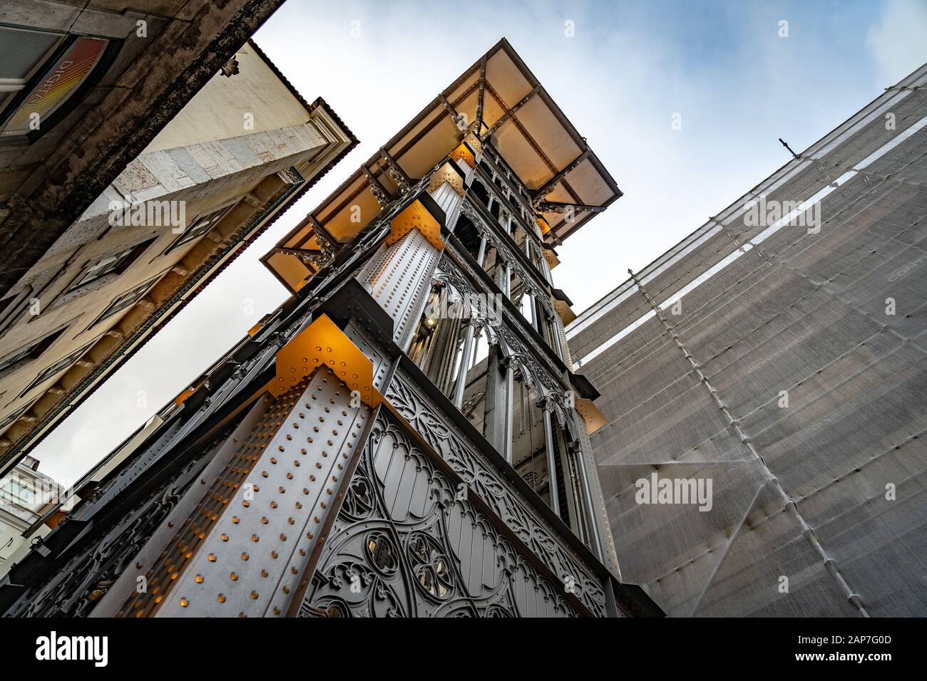 Lisbon, Portugal - Santa Justa Lift - Cast-iron elevator with filigree ...