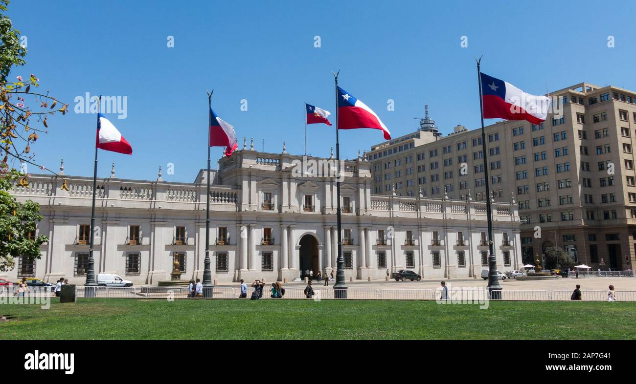 SANTIAGO DE CHILE, CHILE - JANUARY 26, 2018: View of the presidential ...