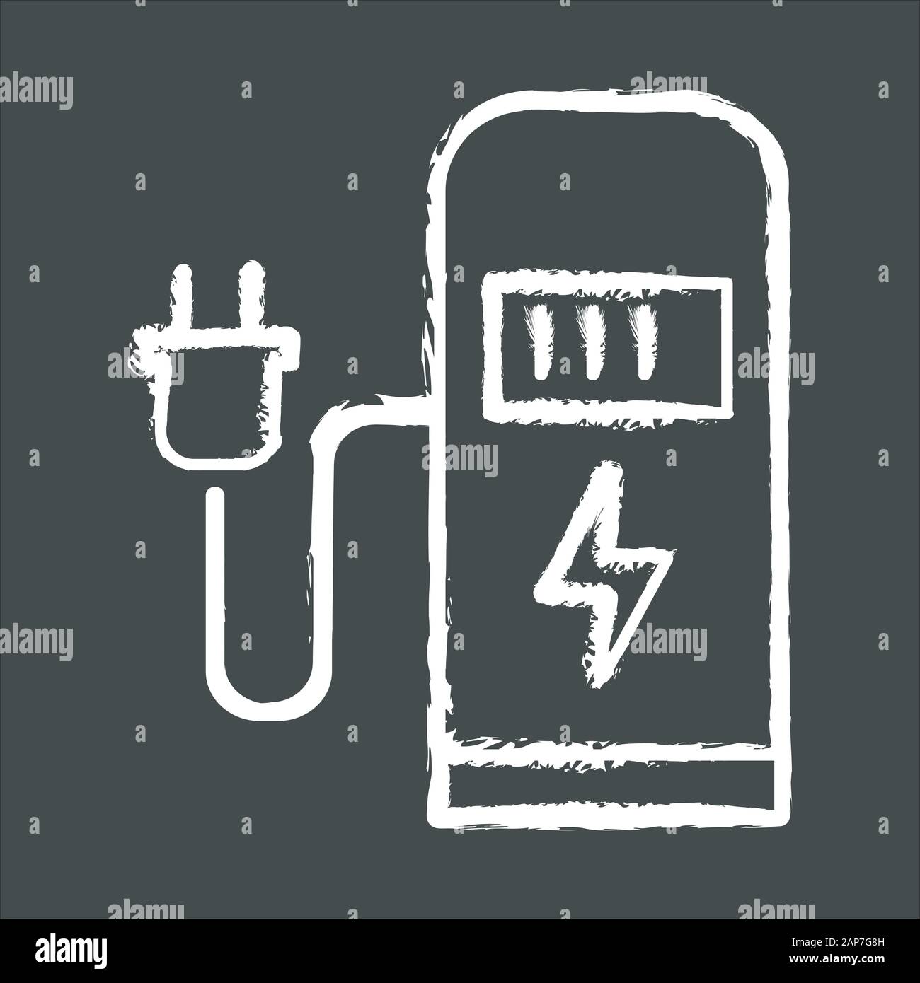 Car charging station chalk icon. Electric fuel pump for public usage ...