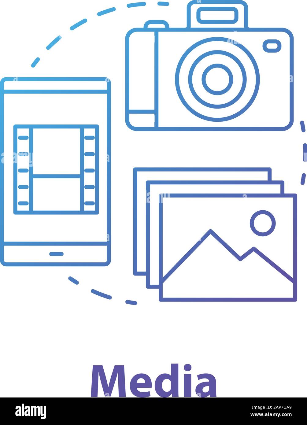 Media concept icon. Visual content idea thin line illustration. Videos ...