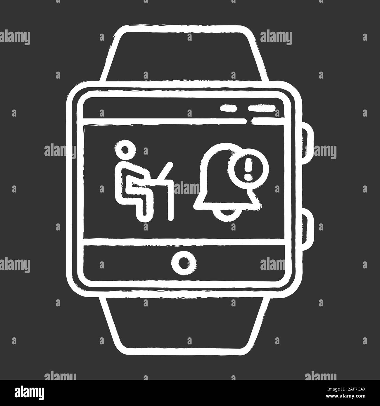 Notifications smartwatch function chalk icon. Fitness wristband ...