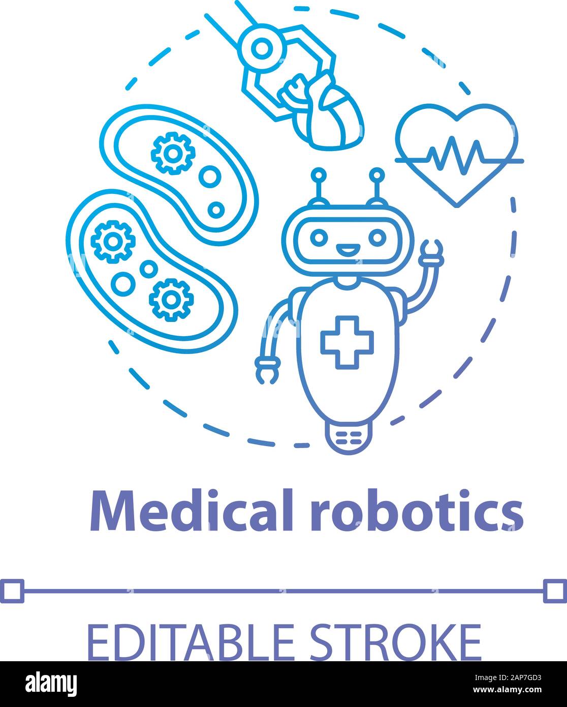 Medical robotics blue gradient concept icon. Health care computer ...