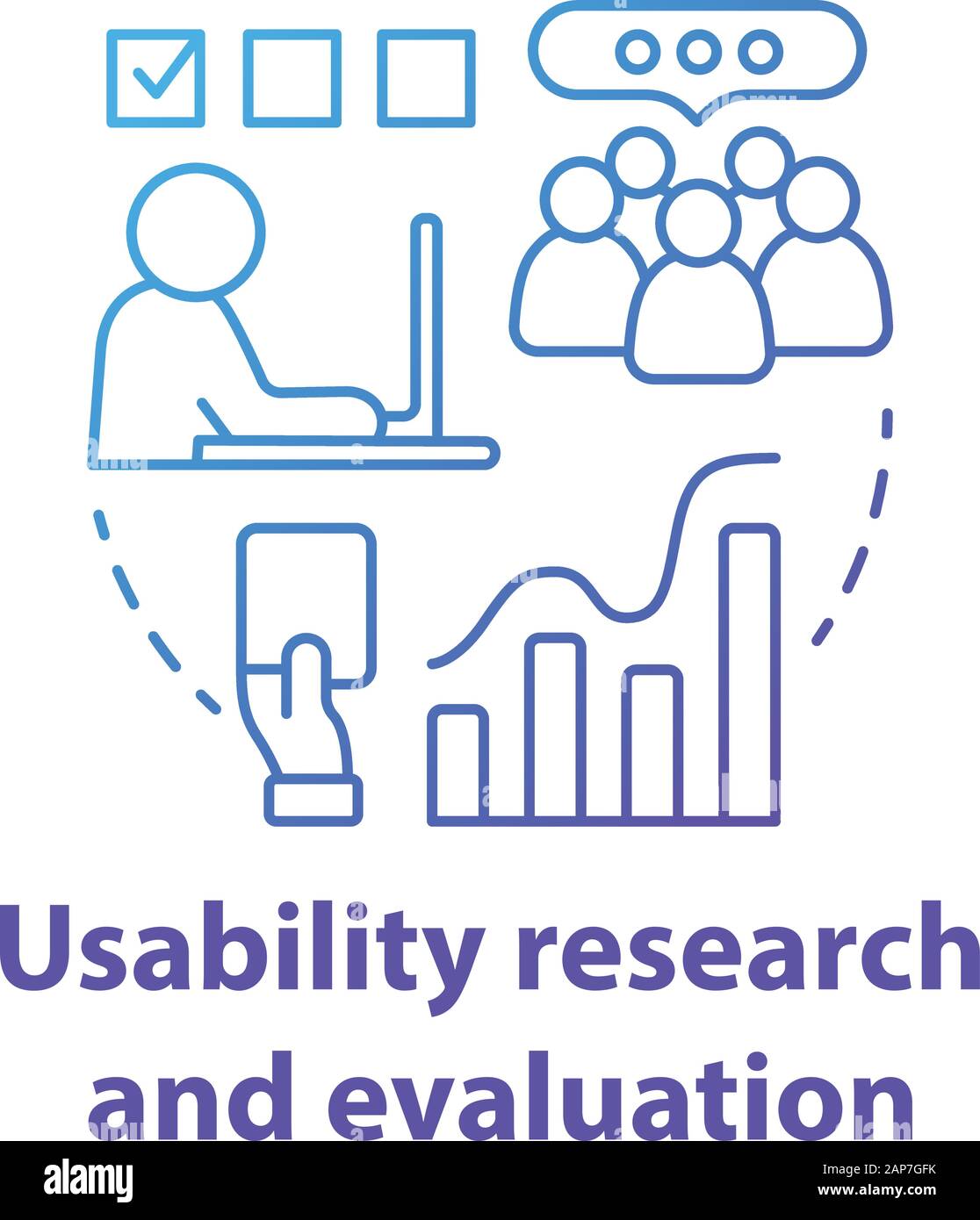 Usability research and evaluation concept icon. Software development ...