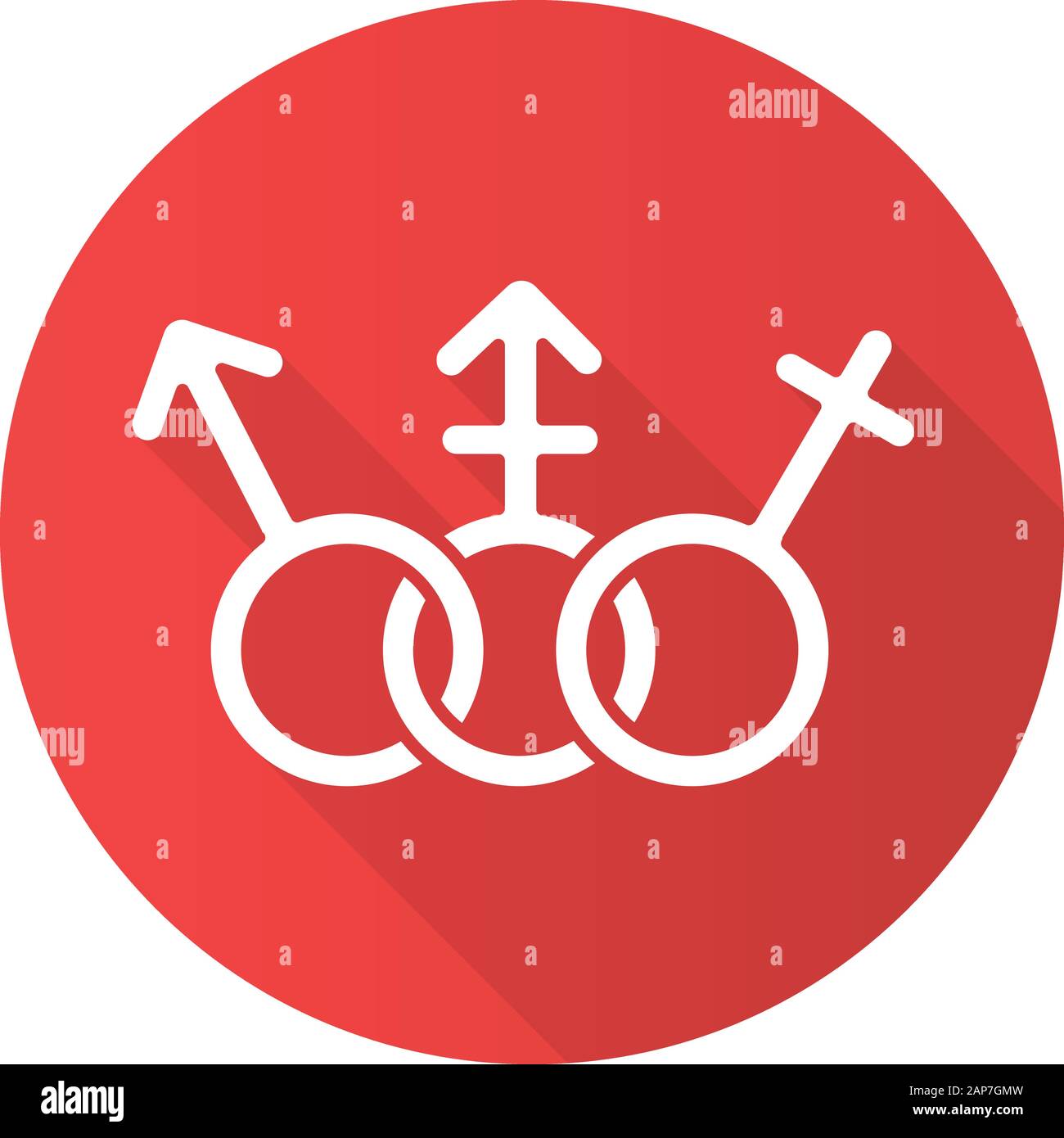Transgender People Equality Red Flat Design Long Shadow Glyph Icon