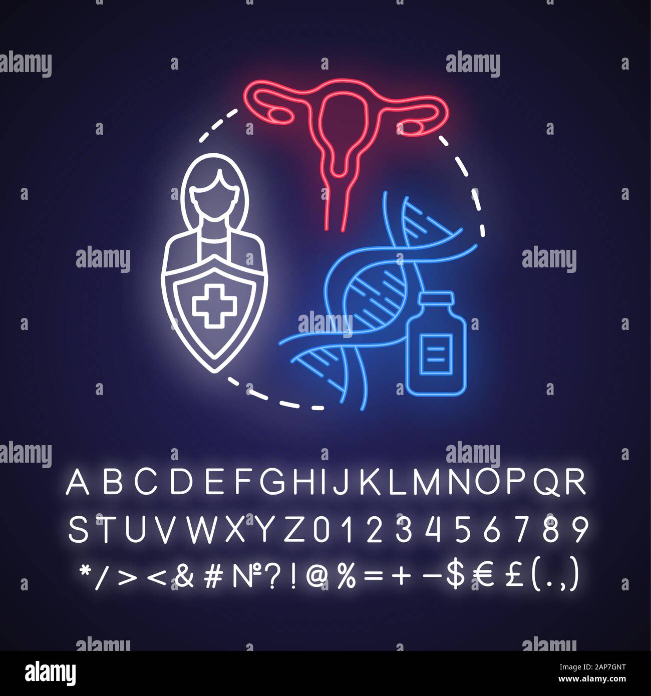 Infertility treatments neon light concept icon. Women health idea ...