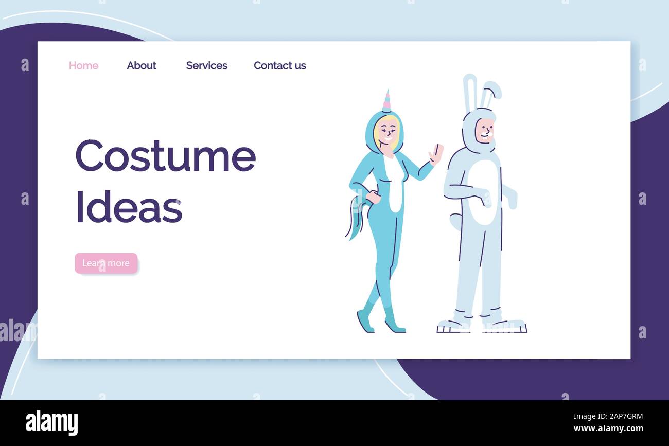 Costume ideas landing page vector template. Holiday clothing website ...