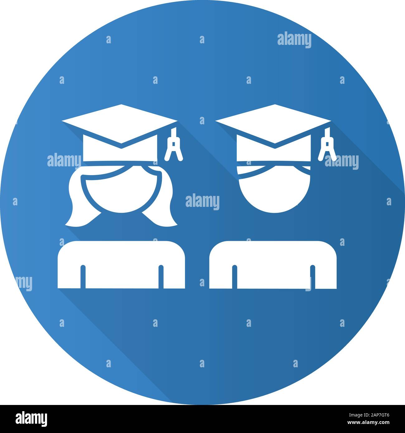 Education gender equality blue flat design long shadow glyph icon ...