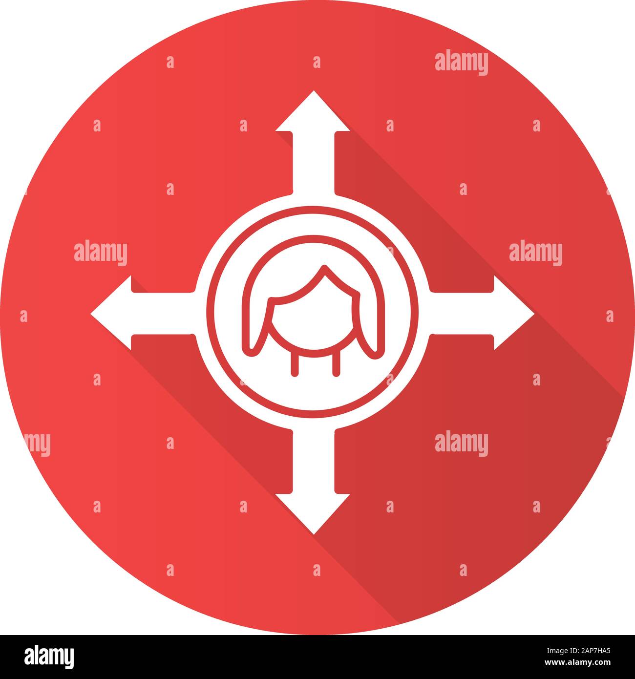 Womens Freedom Of Movement Red Flat Design Long Shadow Glyph Icon