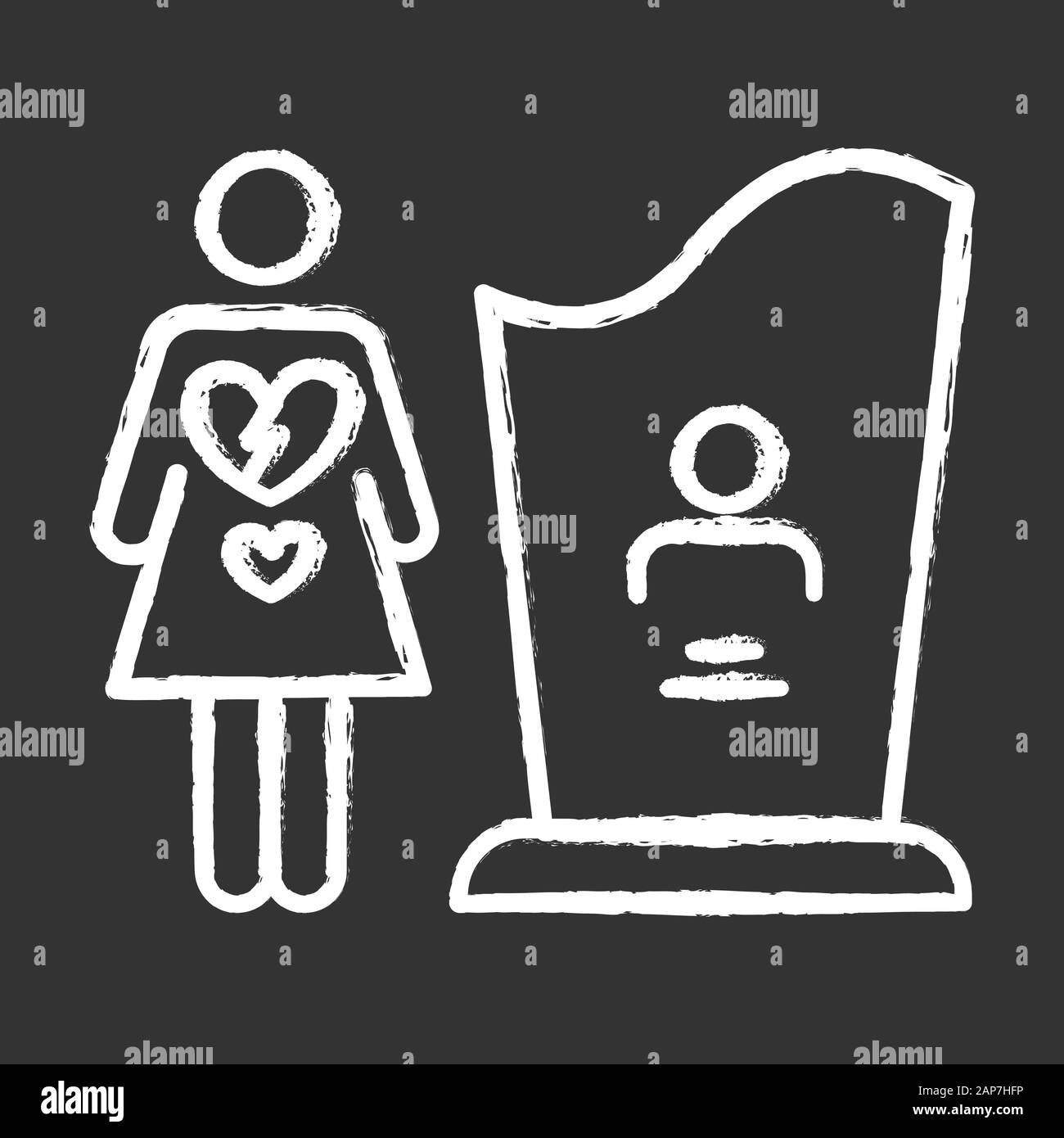Maternal mortality chalk icon. Woman grieving, man death. Girl ...