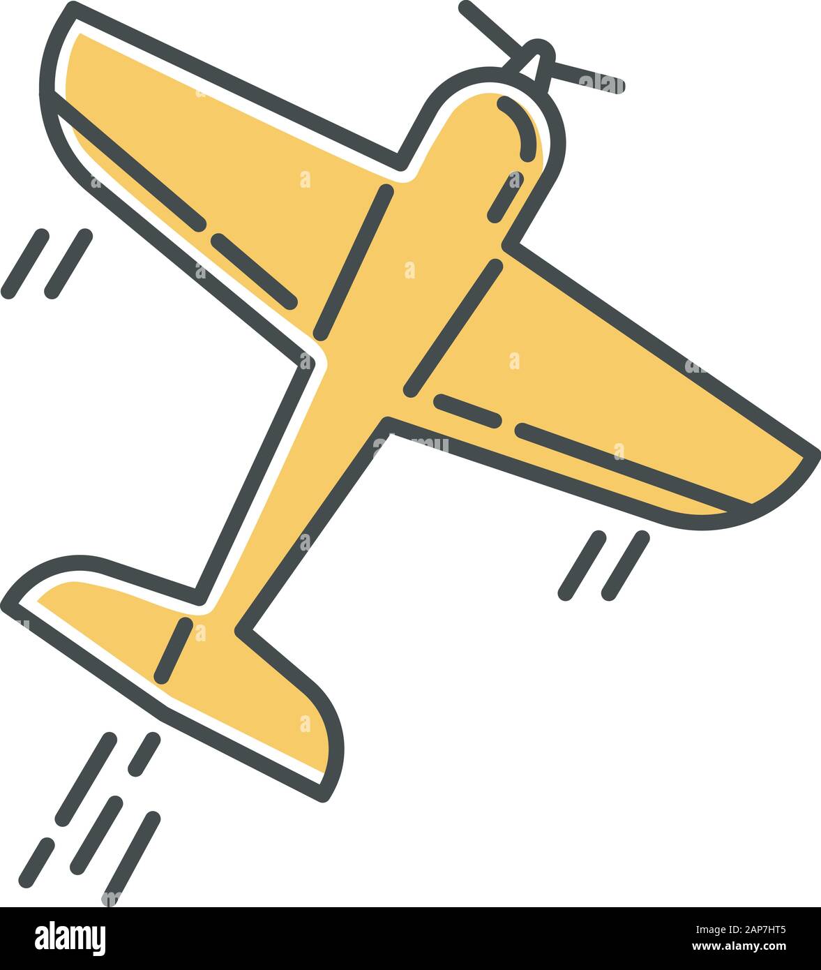 Aerobatics yellow color icon. Aerobatic maneuvers and stunt flying ...
