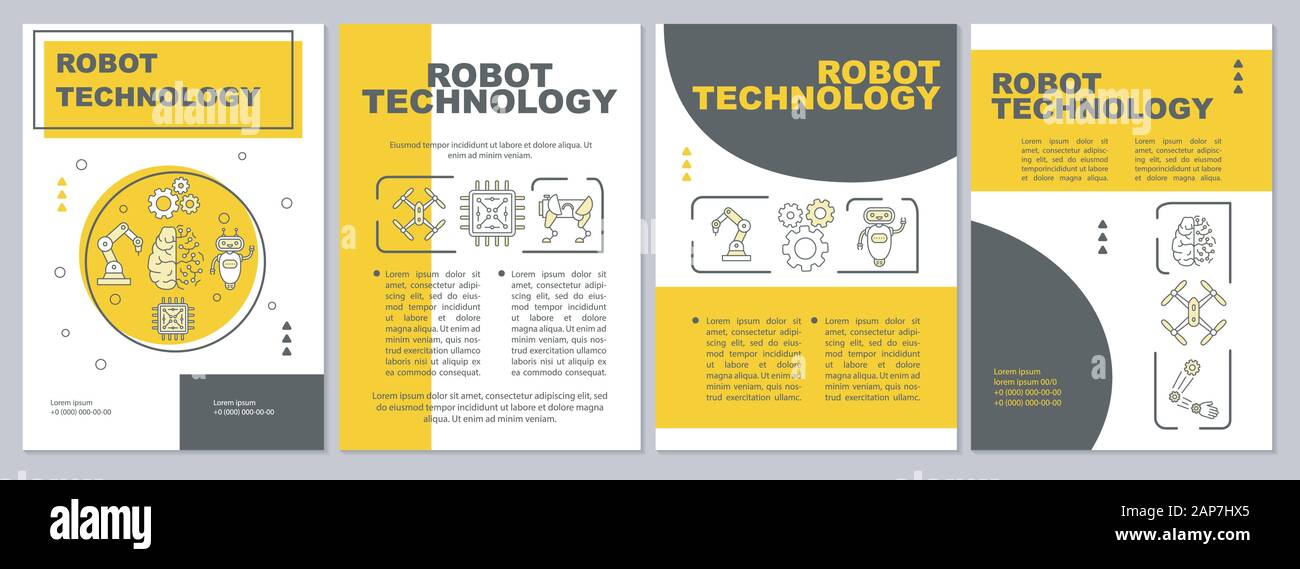 Robot technology brochure template. Futuristic manufacturing. Flyer ...