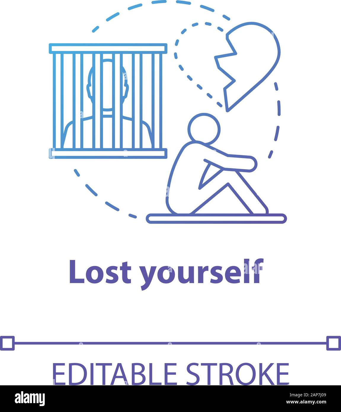 Lost yourself concept icon. Depression after breakup. Dependent ...