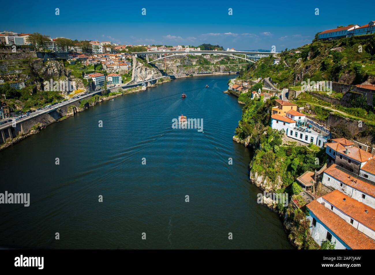 Boats sailing on the Douro River in a beautiful early spring day Stock ...