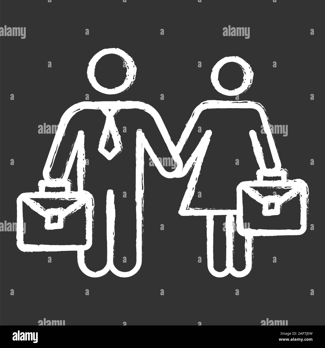 Employment gender equality chalk icon. Woman and man equal work rights ...