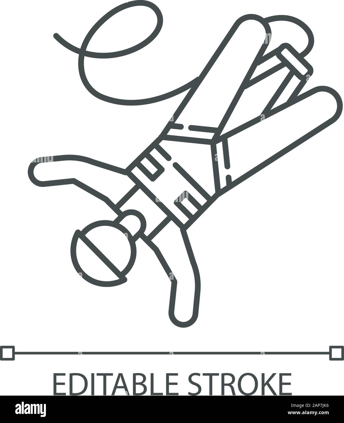 Bungee jumping linear icon. Extreme sport. Bungy jumper falling down ...