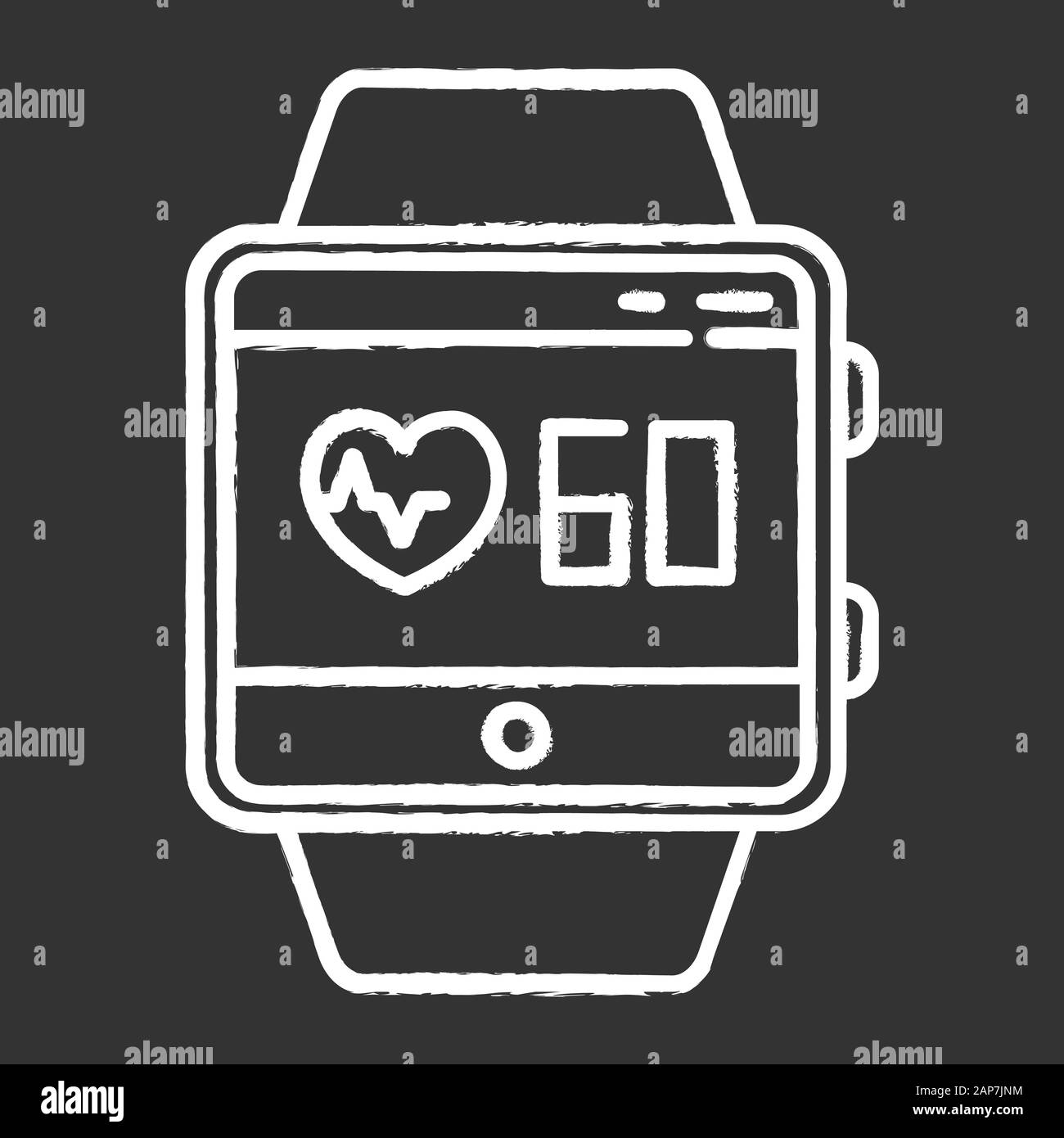 Heart rate tracking smartwatch function chalk icon. Indicators of ...