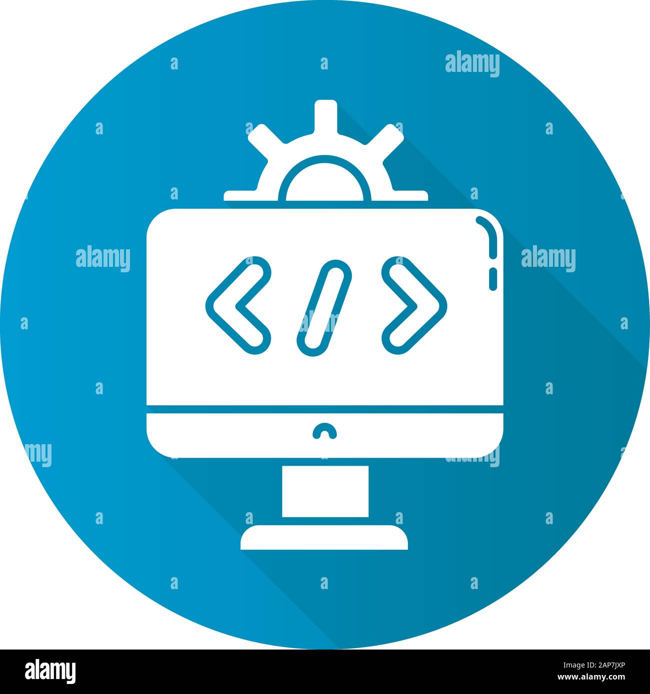 Software industry blue flat design long shadow glyph icon. Information ...