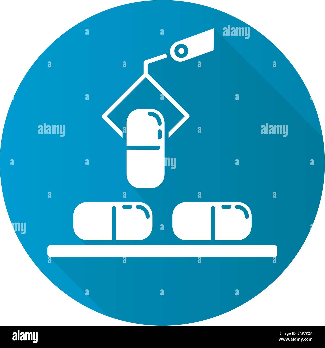 Pharmaceutical industry blue flat design long shadow glyph icon. Drug ...